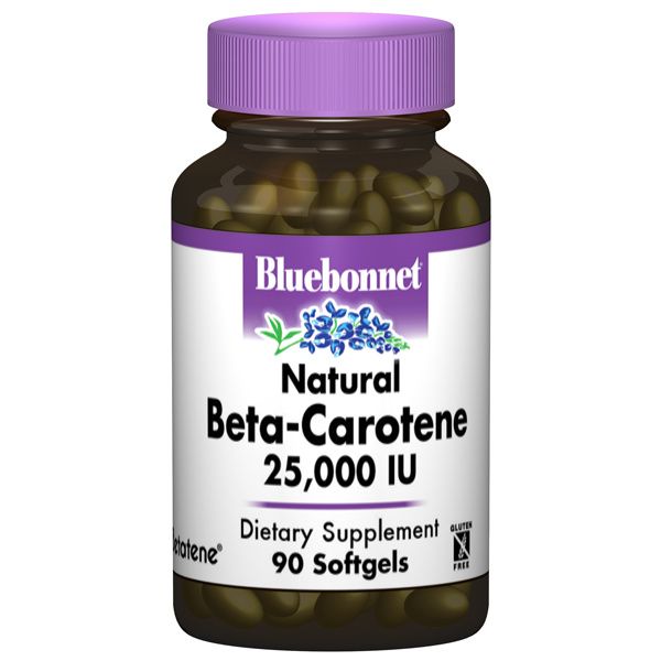 Natural Beta-Carotene 25 000 IU - Bluebonnet - 90 softgels ...