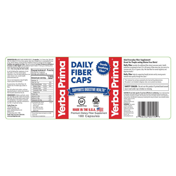 Daily Fiber Caps Yerba Prima 180 caps - Healthquest Vitamins